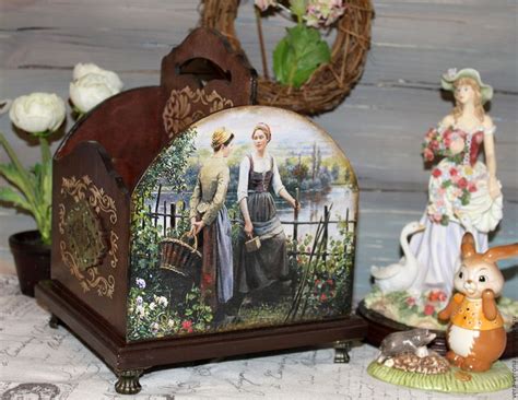 Купить Короб подставка для соусов специй У реки декупаж винтаж комбинированный