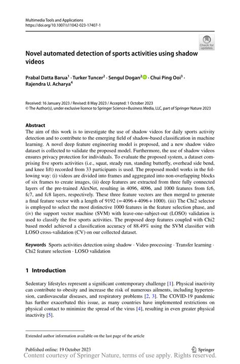 Novel Automated Detection Of Sports Activities Using Shadow Videos