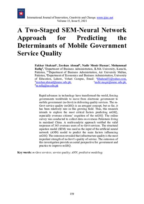 Pdf A Two Staged Sem Neural Network Approach For Predicting The Determinants Of Mobile