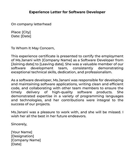 Work Experience Certificate Format In Word And Pdf Samples