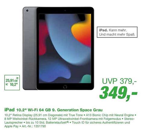 Ipad 102 Wifi 64 Gb 9 Generatioin Space Grau Angebot Bei Ep