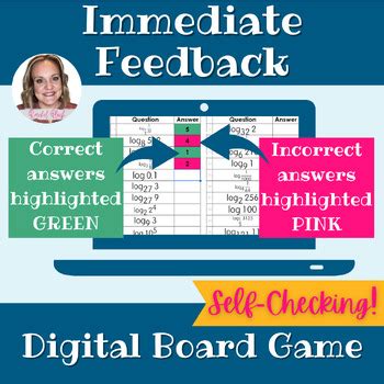 Evaluating Logarithms Digital Self Checking Gameboard By Rachel Plock