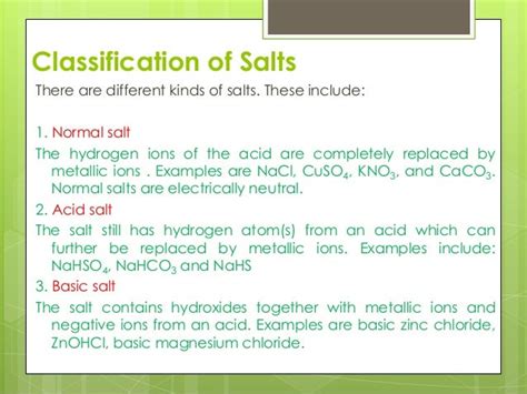 Acid Bases And Salts And Chemical Equations