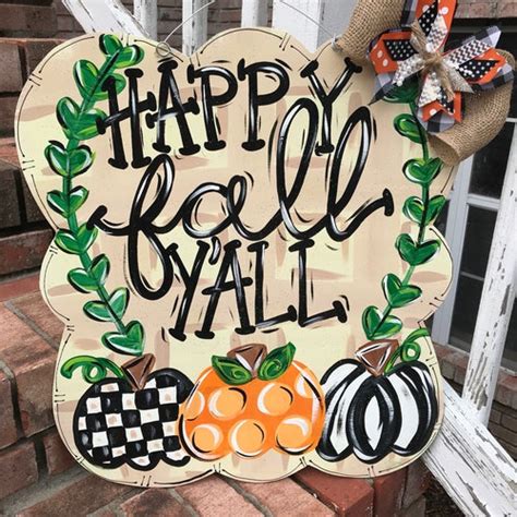 Pumpkin Door Hanger Fall Wreath Fall Door Hanger Halloween Etsy