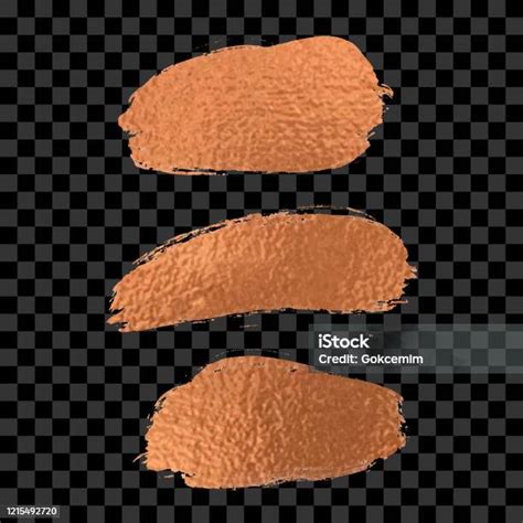 구리 호 일 브러쉬 스트로크 클립 아트 컬렉션입니다 청동 페인트 블롯 세트 격리 및 그룹화 별도 청동 잉크 패치 세트입니다