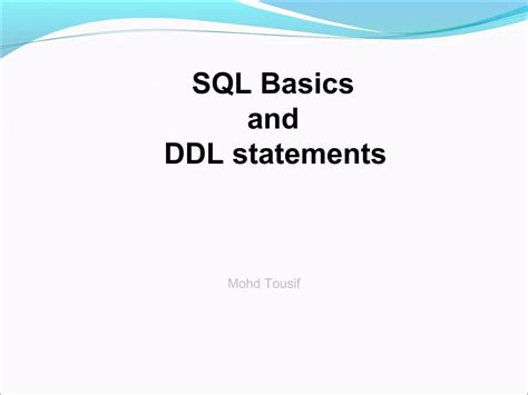 Sql Basics And Ddl Statements Ppt