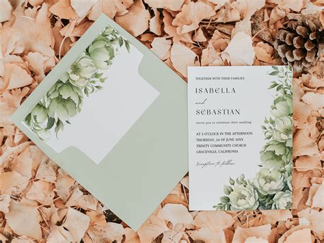 Sage Green Envelope Liner Template Printable Envelope Liner Etsy