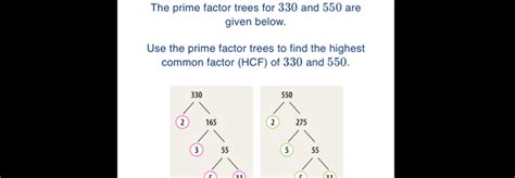 Solved The Prime Factor Trees For 330 And 550 Are Given Below Use The Prime Factor Trees To