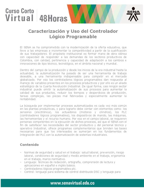 Caracterizacion Y Uso Del Controlador Logico Programable Pdf Controlador Lógico Programable
