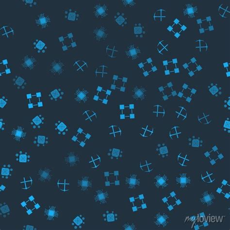 Set Processor Crossed Pickaxe Blockchain Technology And Asic Posters For The Wall • Posters