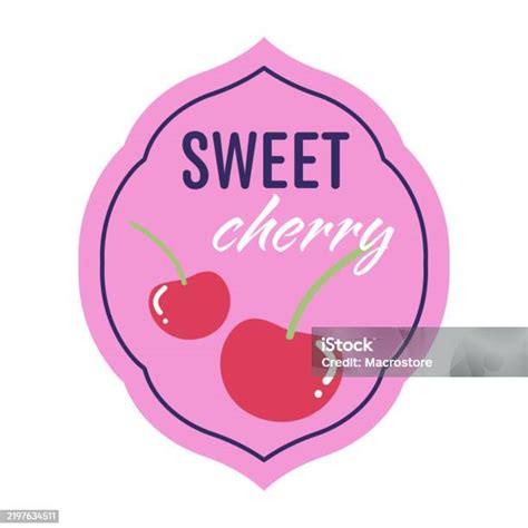 플랫 디자인의 달콤한 체리 과일 스티커 베리가 있는 제품 패키지 라벨 벡터 일러스트 레이 션이 고립되어 있습니다 0명에 대한 스톡 벡터 아트 및 기타 이미지 Istock