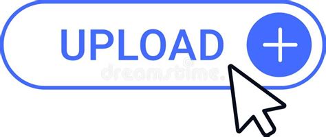 Mouse Cursor Is Clicking Blue Upload Button With Plus Sign Representing