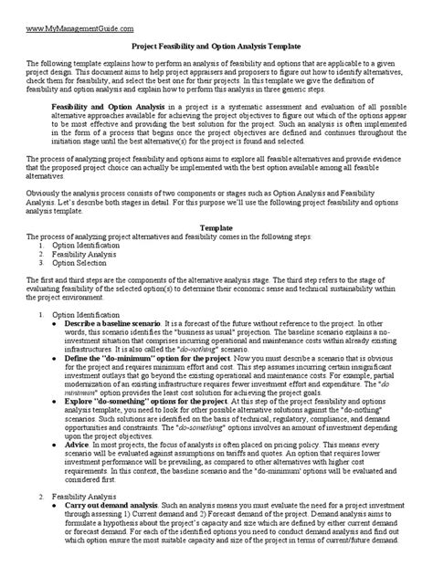 Option Analysis Template Download Free Pdf Feasibility Study Analysis Option Analysis Template Download Free Pdf Feasibility Study Analysis