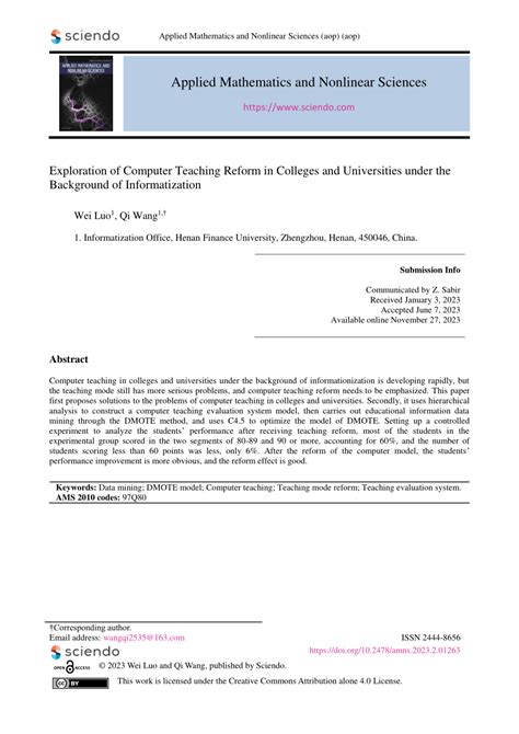 Pdf Exploration Of Computer Teaching Reform In Colleges And Universities Under The Background