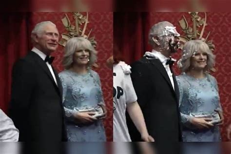 有备而来！英国环保人士出手，拿两块蛋糕糊国王蜡像一脸无人阻止蛋糕国王人士