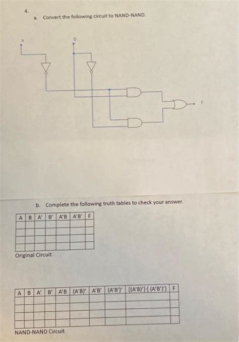 Solved 4 A Convert The Following Circuit To Nand Nand B