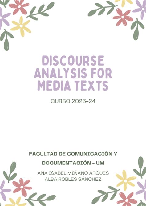 Discourse Analysis For Media Textspdf