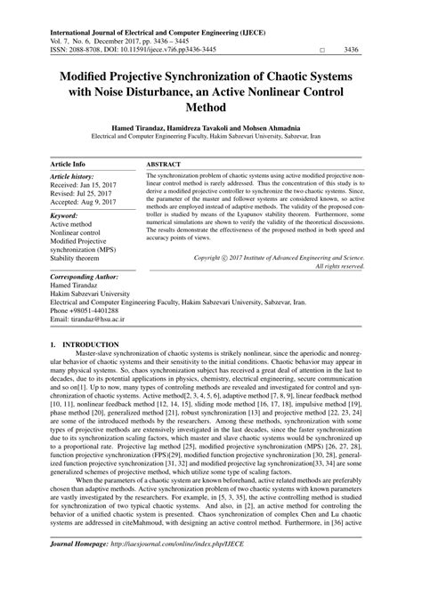 Pdf Modified Projective Synchronization Of Chaotic Systems With Noise