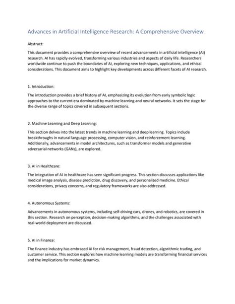Advances In Artificial Intelligence Research Docx