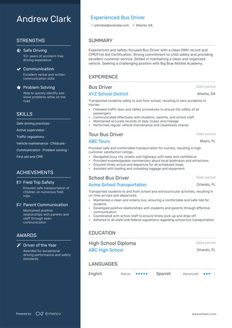 5 Bus Driver Resume Examples And Guide For 2023