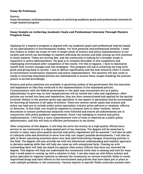 📌 Essay Sample On Achieving Academic Goals And Professional Interests Through Masters Program