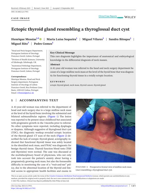 Pdf Ectopic Thyroid Gland Resembling A Thyroglossal Duct Cyst