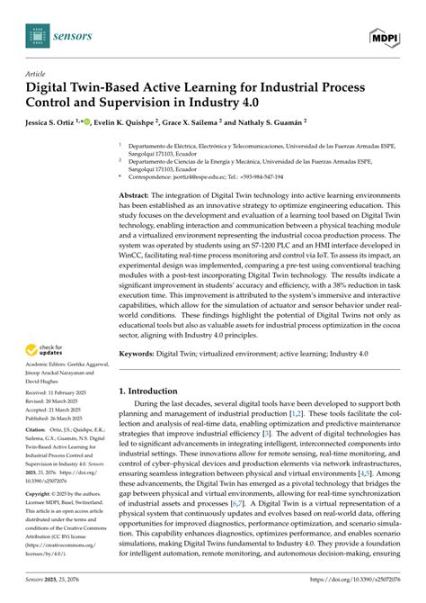 Pdf Digital Twin Based Active Learning For Industrial Process Control And Supervision In