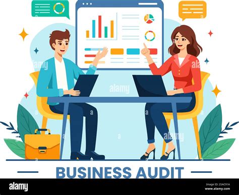 Business Audit Documents Vector Illustration With Charts Accounting Calculations And Financial