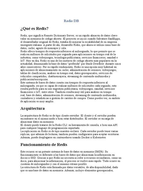 Redis Db Descargar Gratis Pdf Bases De Datos Almacenamiento De
