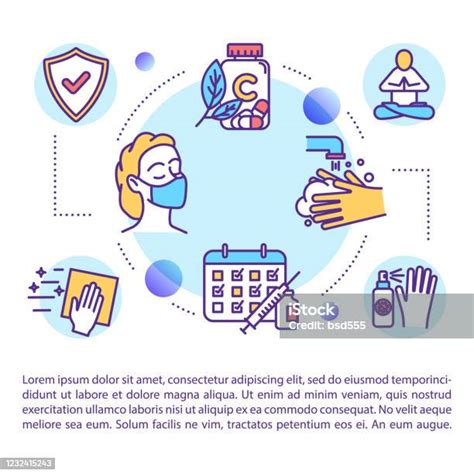 텍스트와 독감 감염 치료 개념 아이콘입니다 제약 치료 사출 샷 Ppt 페이지 벡터 템플릿입니다 브로셔 잡지 선형 일러스트가 있는 소책자 디자인 요소 감기와 독감에 대한 스톡