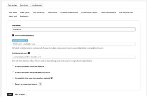 Form Settings Form Builder App