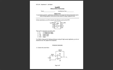 Solved ECE 202 Experiment 4 Lab Report LAB IV OPERATIONAL Chegg Com