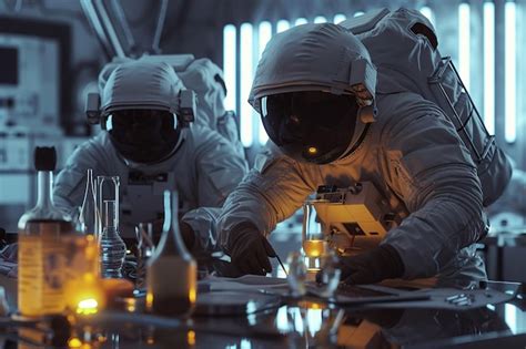 Astronauts Doing Science Experiments Octane Render Premium Ai Generated Image