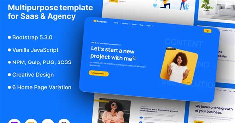 Saasbox Multipurpose Html Template For Saas Site Templates Landing Page Templates Ft Saas