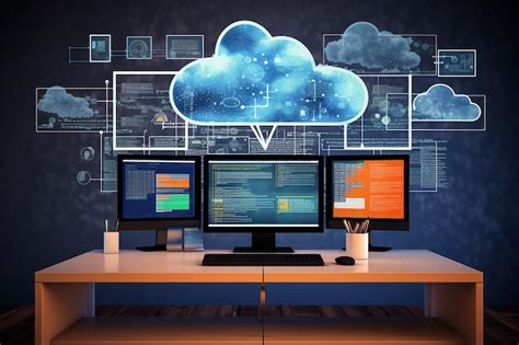 Premium Photo Cloud Computing Network Architecture Diagram On A Monitor