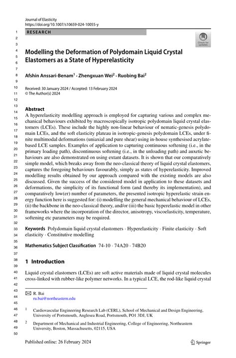 Pdf Modelling The Deformation Of Polydomain Liquid Crystal Elastomers As A State Of