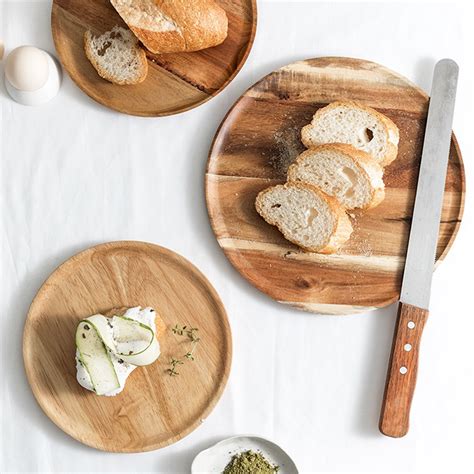 우드 나무 원목 원형접시 25cm 플레이트 디저트 그릇