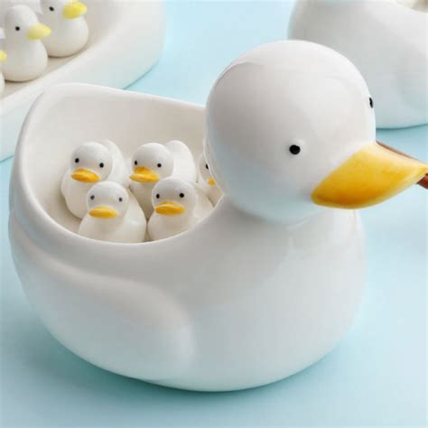 조이허브 오리 도자기 숟가락 받침 세트 귀여운 둥근오리 수저받침 4p 위시버킷