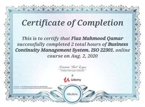 Completed Business Continuity Management System Bcms Course Iso