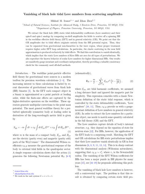 Black Hole Love Numbers Explained Pdf General Relativity Physical Sciences