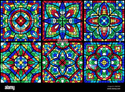 Stained Glass Window With Colored Piece Decorative Mosaic Tile Pattern Stock Vector Image And Art