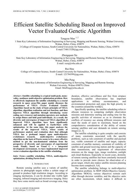 Pdf Efficient Satellite Scheduling Based On Improved Vector Evaluated Genetic Algorithm