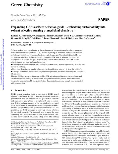 Pdf Expanding Gsks Solvent Selection Guide Embedding Sustainability Into Solvent Selection