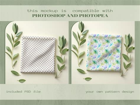 Folded Fabric Mockup Folded Fabric Pattern Textile Mockup Photoshop Mockup Pattern Template
