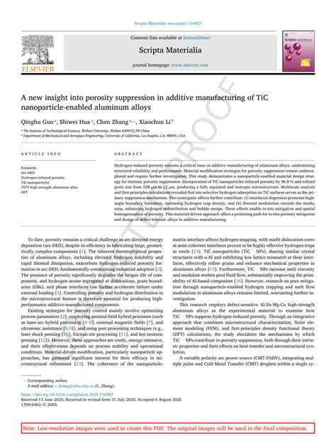 Pdf A New Insight Into Porosity Suppression In Additive Manufacturing Of Tic Nanoparticle