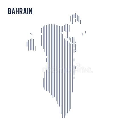 Vector Abstract Hatched Map Of Bahrain With Vertical Lines Isolated On A White Background Stock