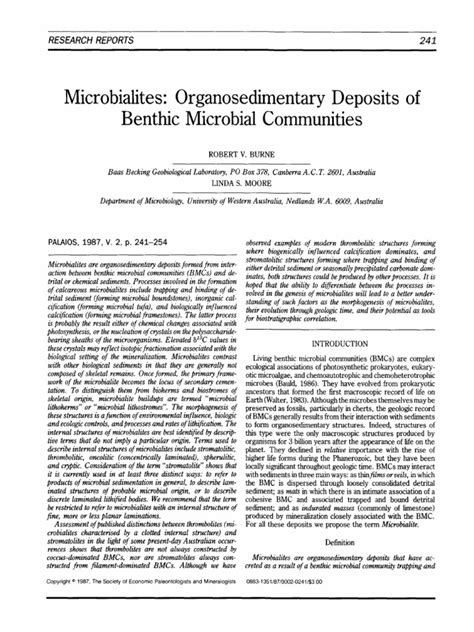 Microbialites Organosedimentary Deposits Of Benthic Microbial Communities Pdf