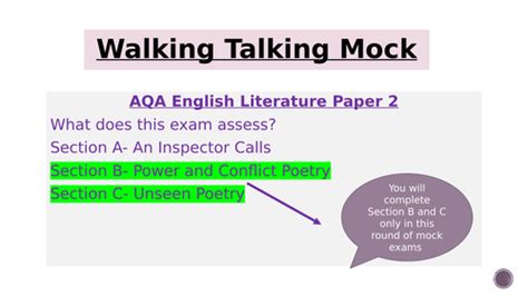 Aqa May 2017 Anthology And Unseen Poetry Walking Talking Mock