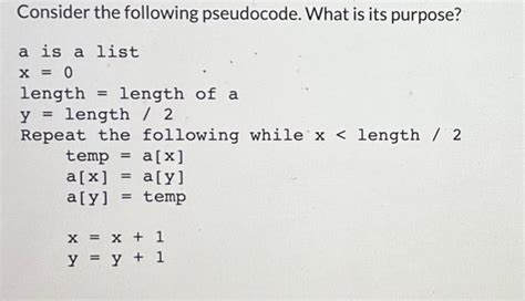 Solved Consider The Following Pseudocode What Is Its