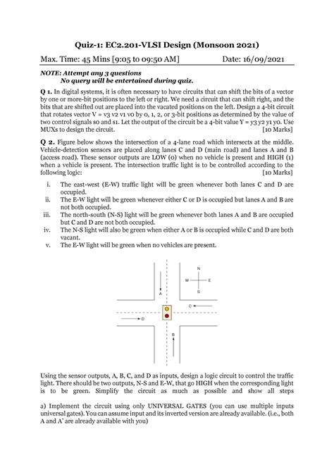 Quiz 1 Ec2 Soman Quiz 1 Ec2 Vlsi Design Monsoon 2021 Max Time
